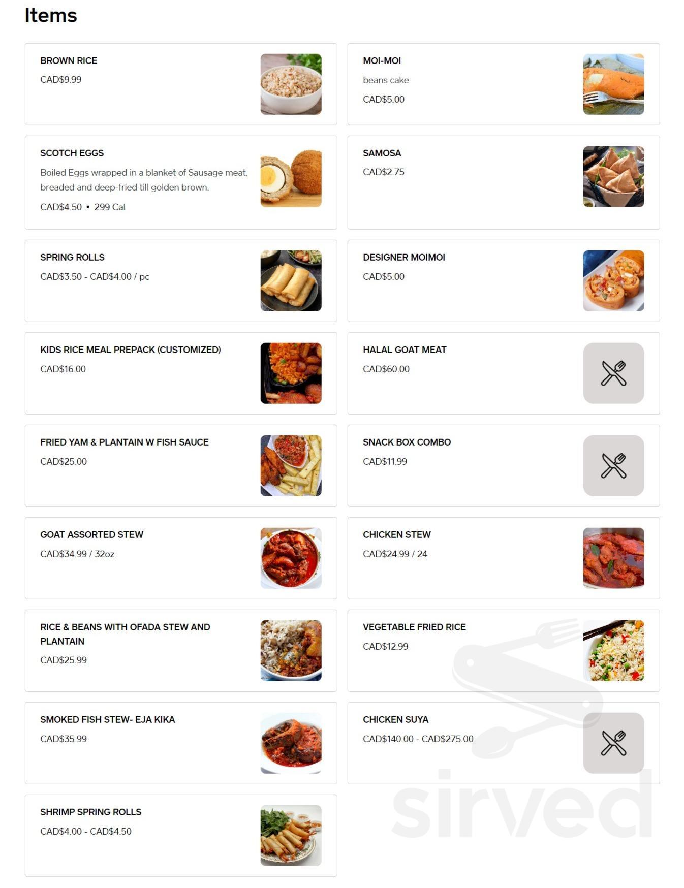 T Signature Dish menus in Brantford, Ontario, Canada