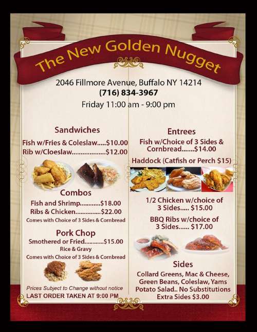 New Golden Nugget menu in Buffalo, New York, USA