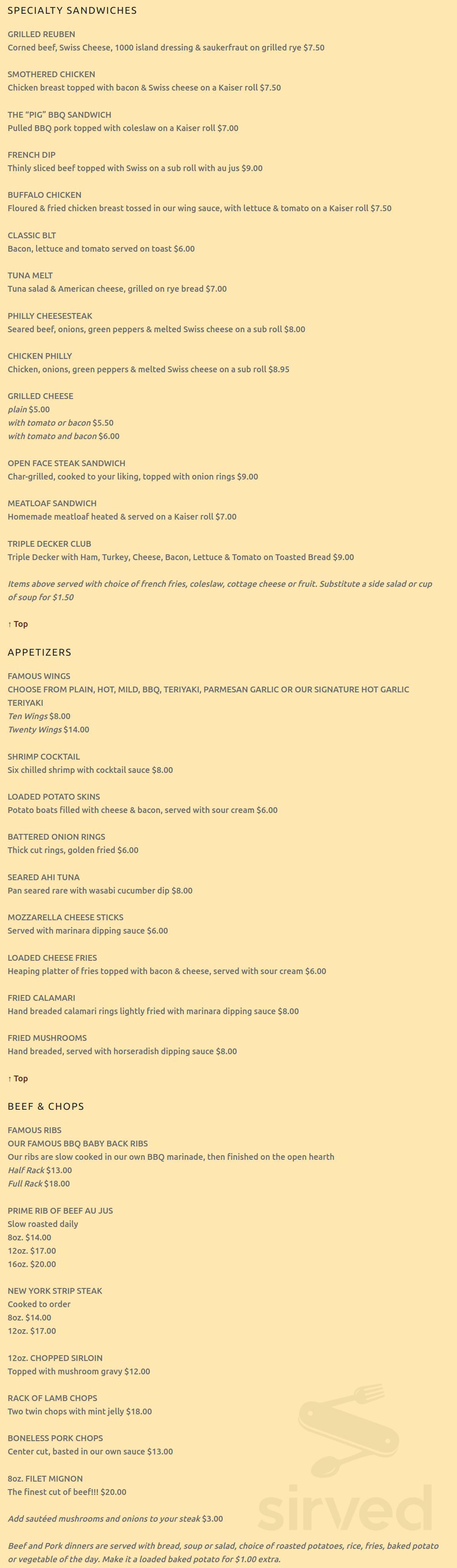 The Beef and Barrel Restaurant & Lounge menus in Crossville, Tennessee ...