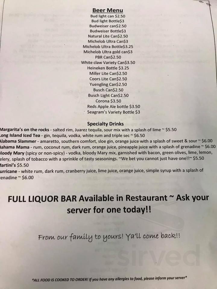 Timeout Tavern menu in Humble, Texas, USA