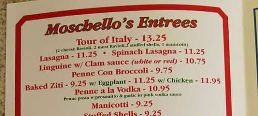 Menu for Moschello's II in Citrus Springs, FL | Sirved