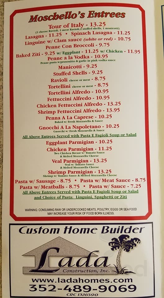 Moschello's II menus in Citrus Springs, Florida, United States