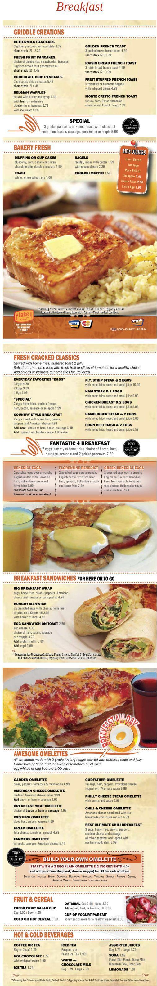 Menu for Town & Country Restaurant in Bath, PA | Sirved