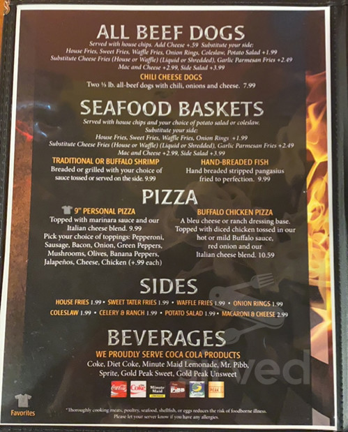 Menu - French Lick IN's Legendz Sports Bar and Grill | Sirved