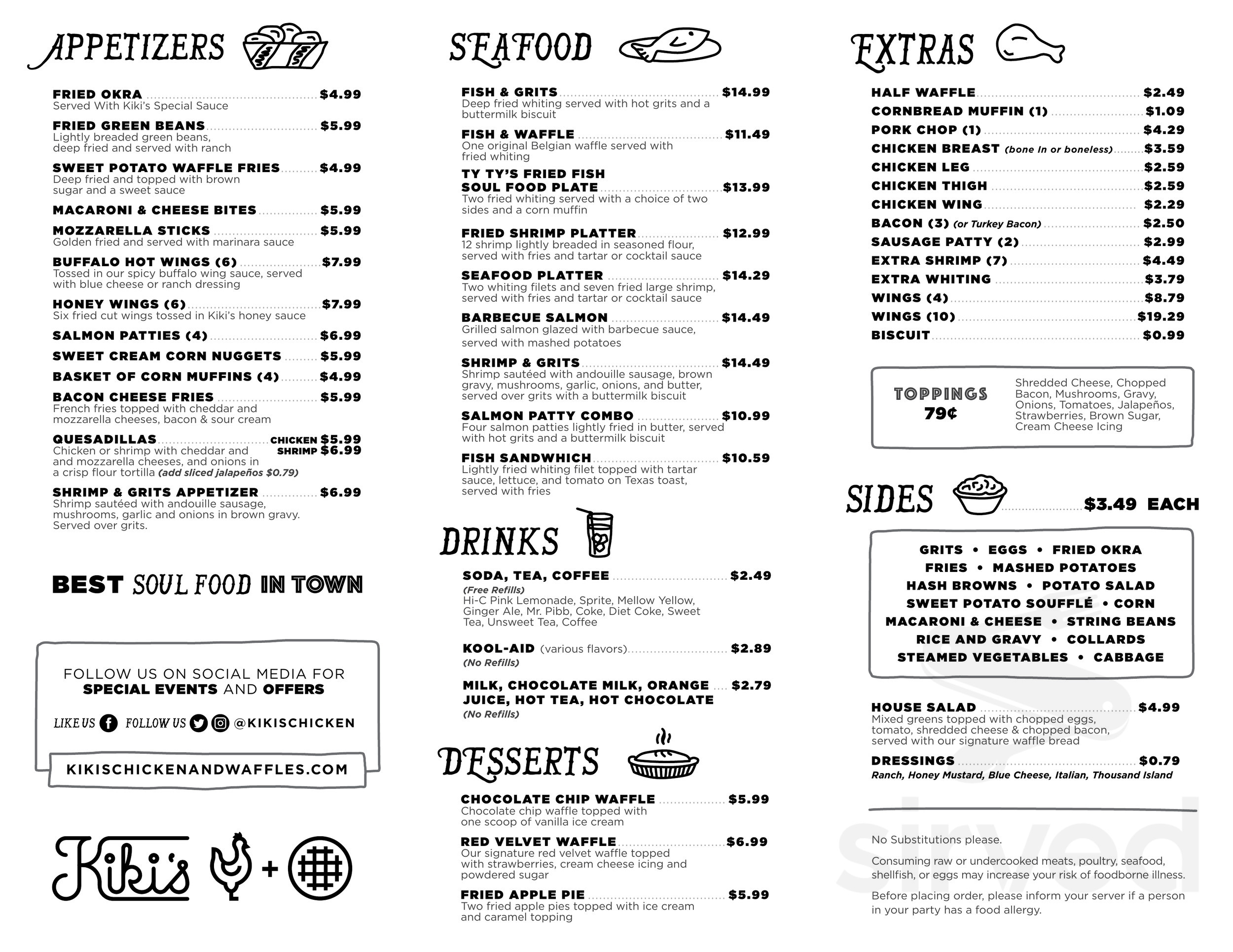 Menu - Columbia SC's Kiki's Chicken and Waffles | Sirved