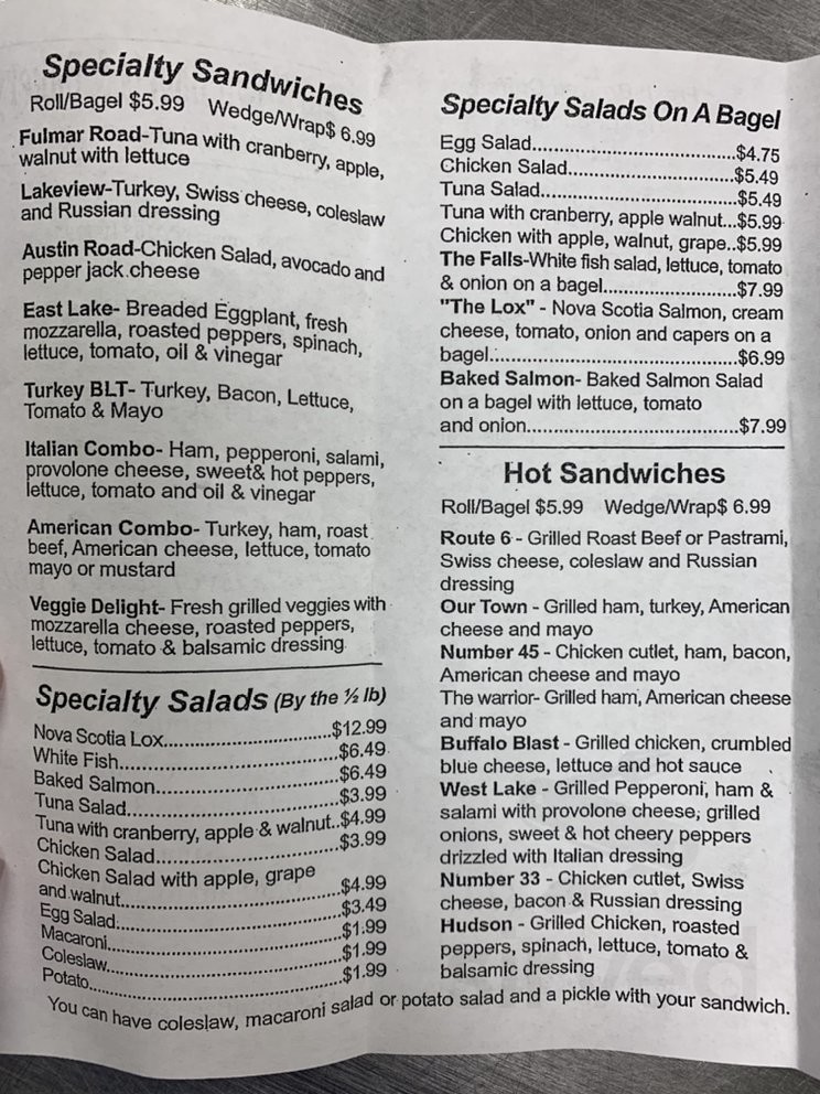 Our Town Bagels & Bakery menus in Mahopac, New York, United States