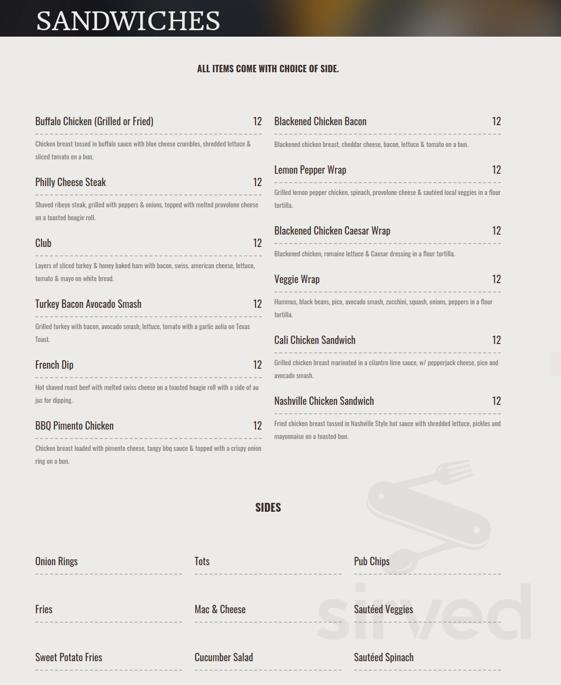 Ed's Tavern menu in Charlotte, North Carolina, USA