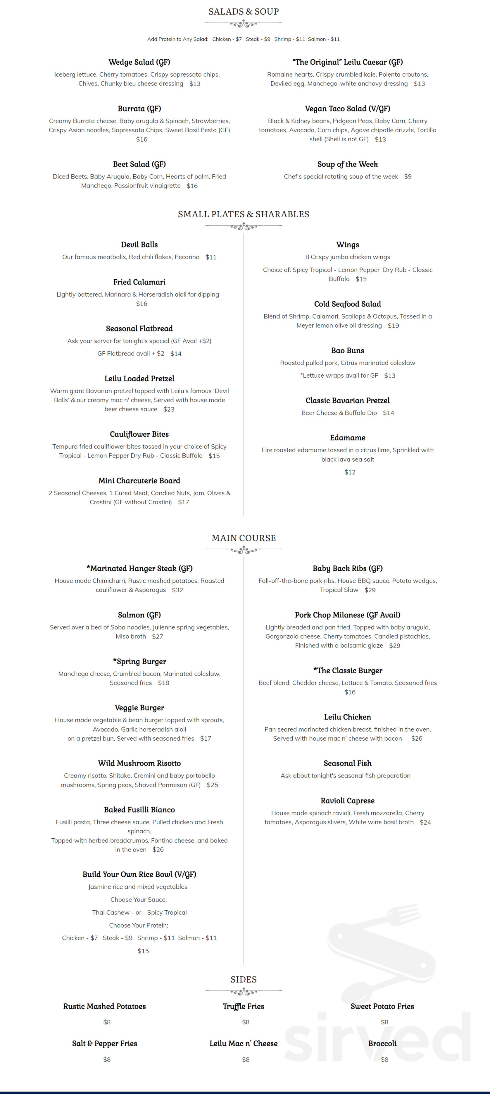 Leilu menu in Huntington, New York, USA