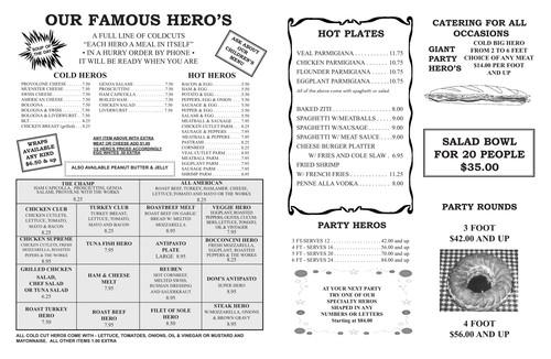 My Hero menu in North Merrick, New York, USA