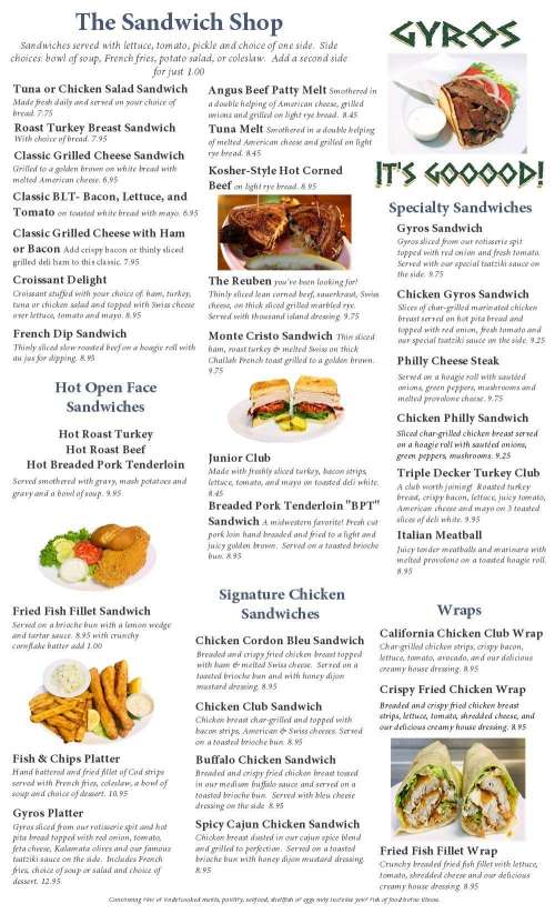 Summerlin Cafe menu in Fort Myers Beach, Florida, USA