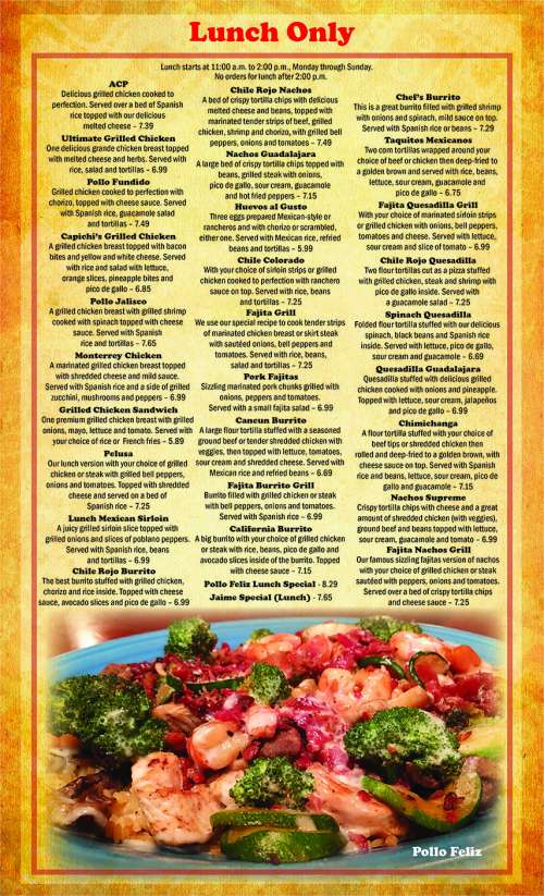 Chile Rojo Mexican Cuisine menu in Mt Airy, North Carolina, USA