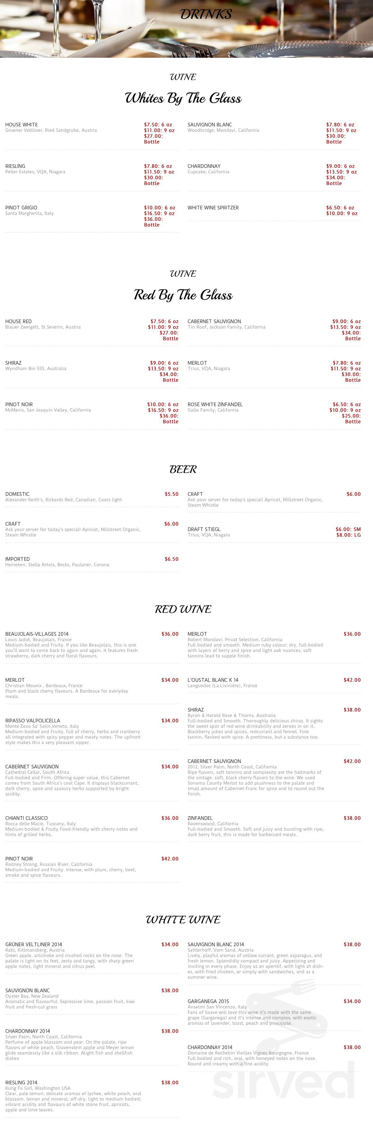 The Apricot Tree Cafe menu in Mississauga, Ontario, Canada