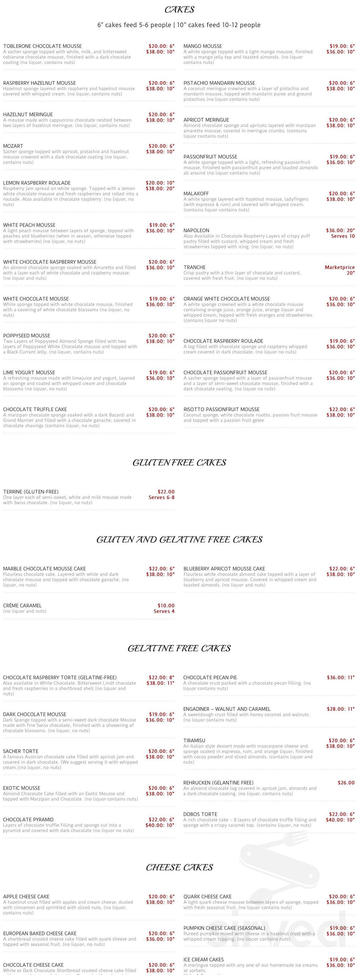 The Apricot Tree Cafe menu in Mississauga, Ontario, Canada