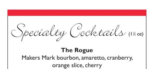Menu for Rogues Restaurant - Fine Dining Restaurant in Mississauga, ON ...