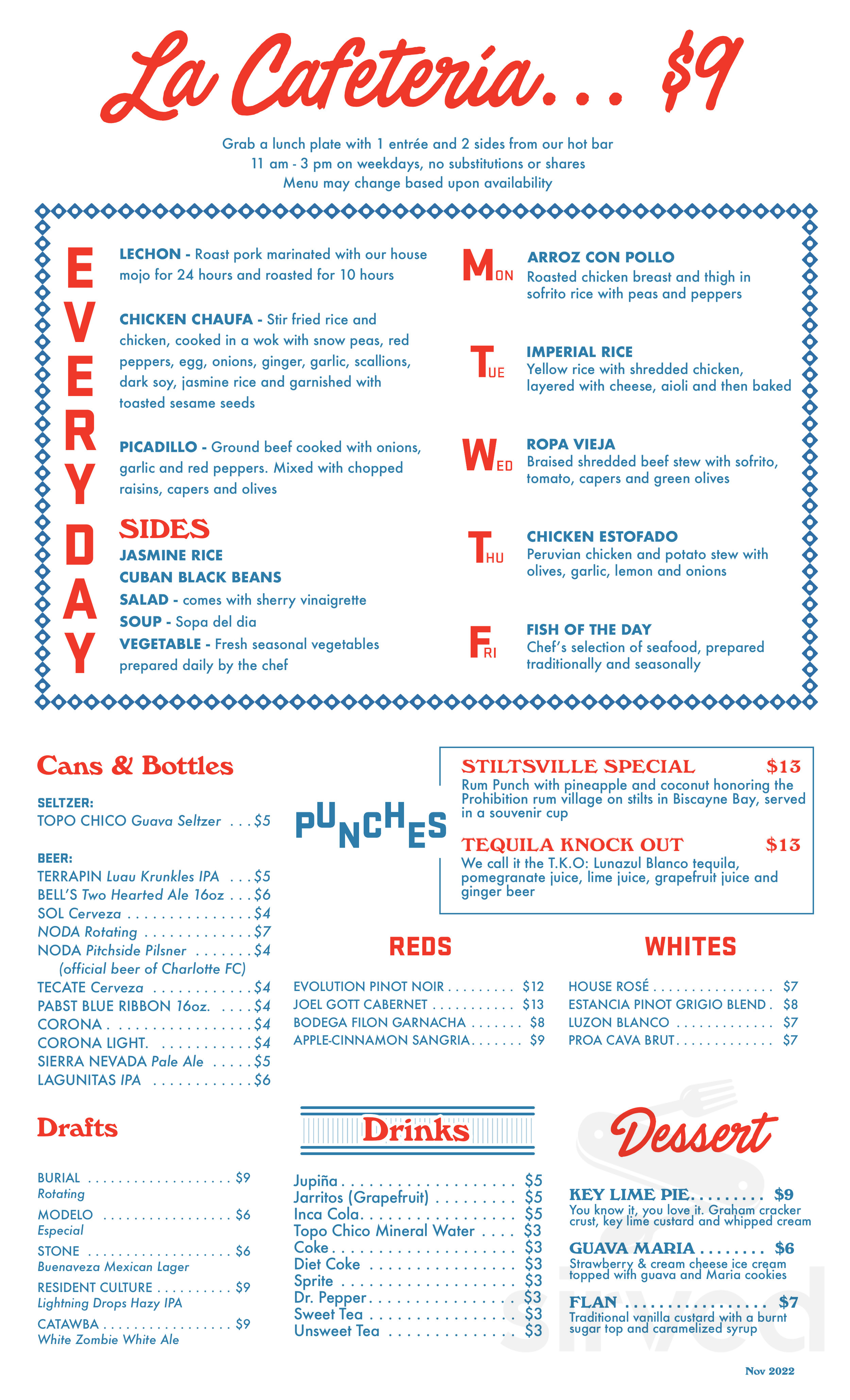 Calle Sol Latin Café & Cevicheria menu in Charlotte, North Carolina, USA