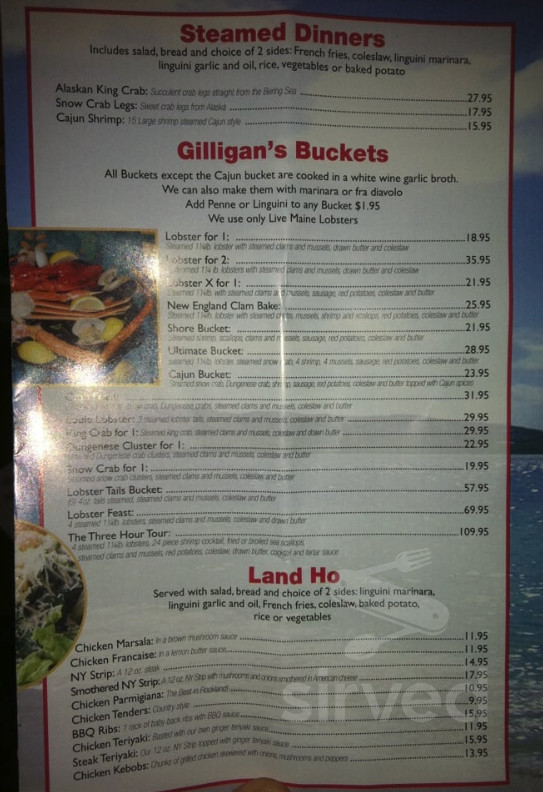 Gilligan's Clam Bar & Grill menu in Pomona, New York, USA