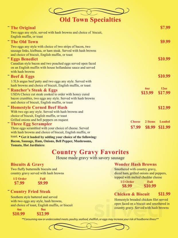 Old Town Burger & Breakfast menu in Battle Ground, Washington, USA
