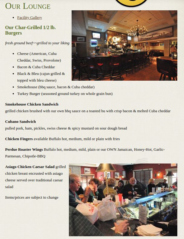 Menu for Moonwinks in Cuba, NY | Sirved