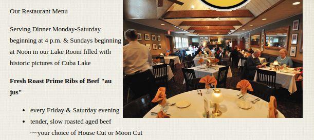 Menu - Cuba NY's Moonwinks | Sirved