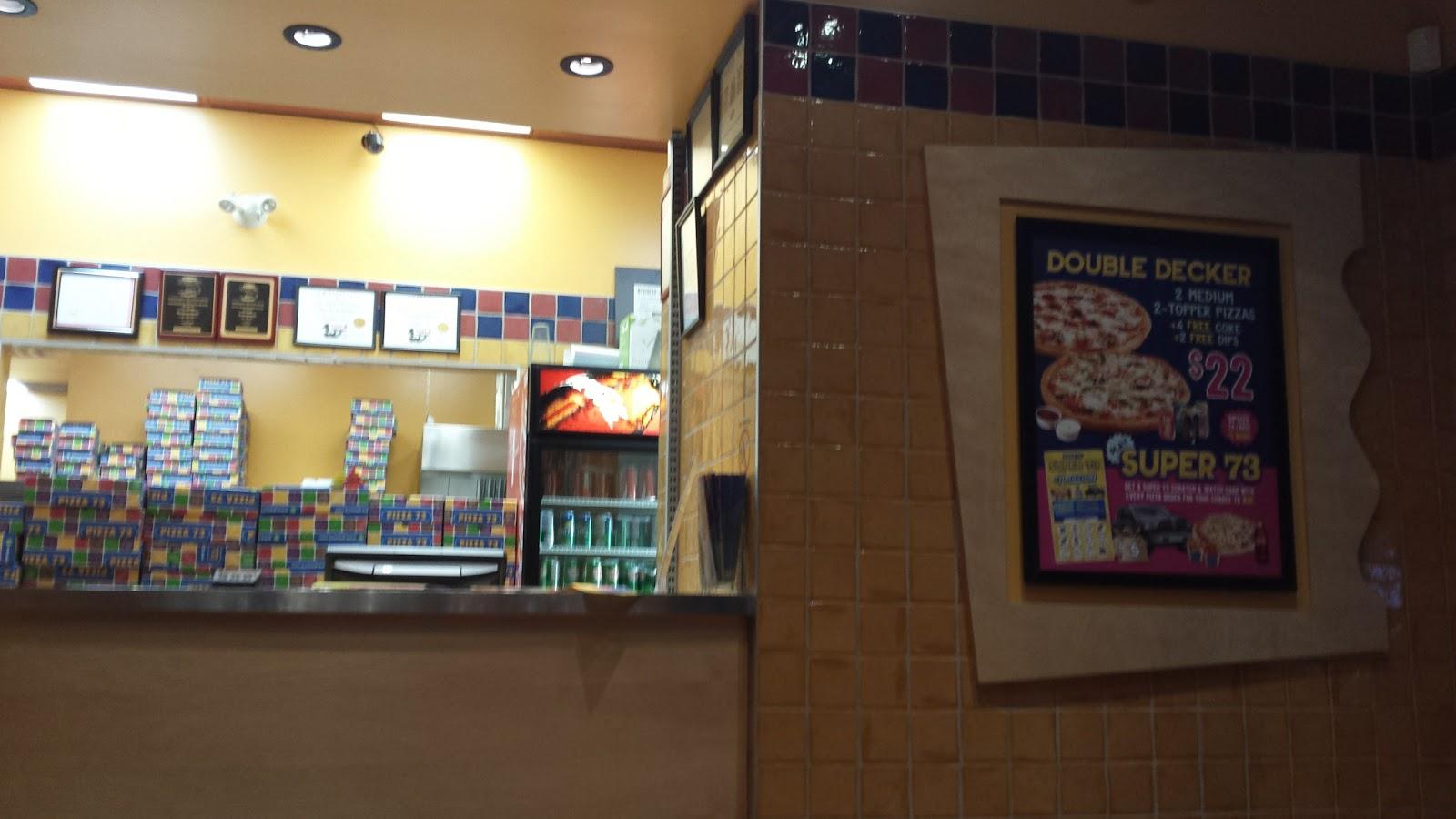 Pizza 73 menu in Saskatoon, Saskatchewan, Canada