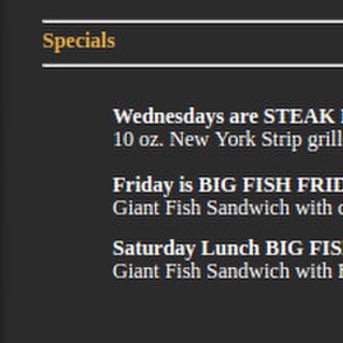 Jim's Place menu in Elkton, Florida, USA