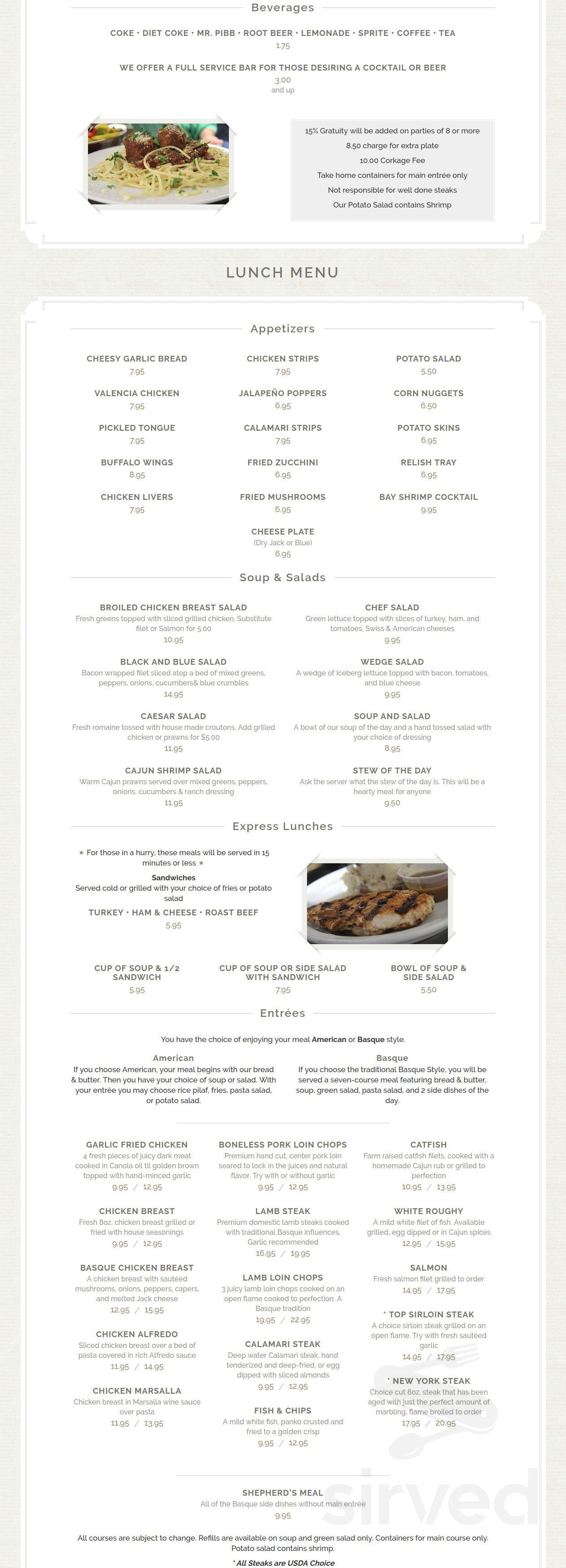 Shep's Club at Shepherd's Inn menus in Fresno, California, United States