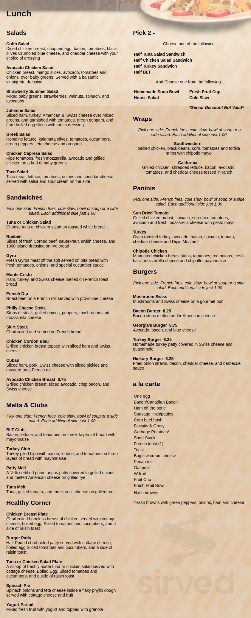 Menu - Algonquin IL's Georgia's Restaurant & Pancake House Algonquin ...