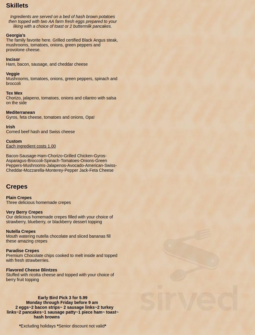 Menu - Algonquin IL's Georgia's Restaurant & Pancake House Algonquin ...