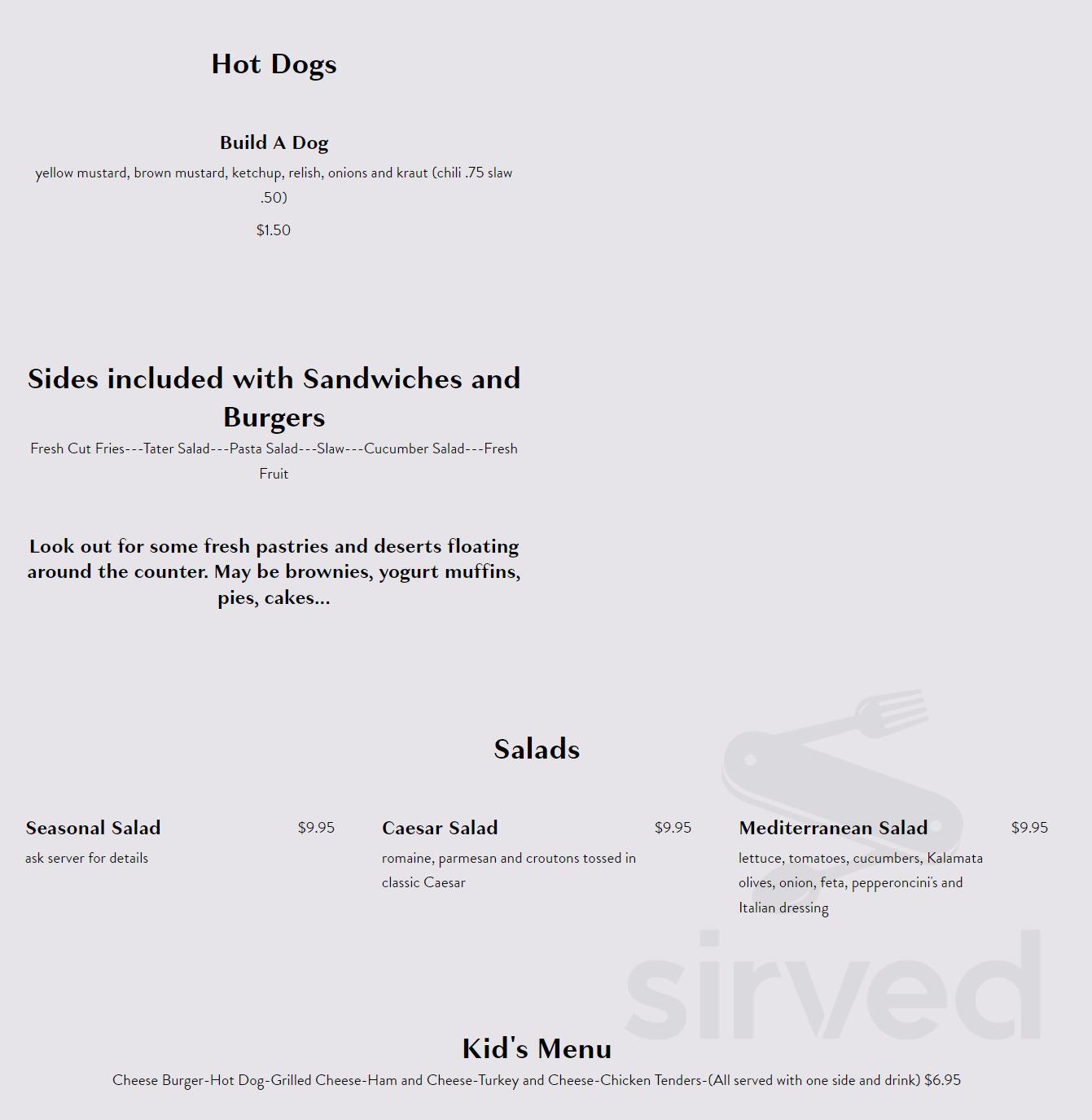 Menu - Todd NC's Riverside Restaurant and Provisions | Sirved