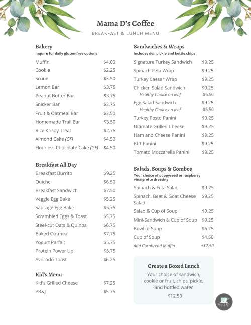 Mama D's Coffee - Waukesha menu in Waukesha, Wisconsin, USA