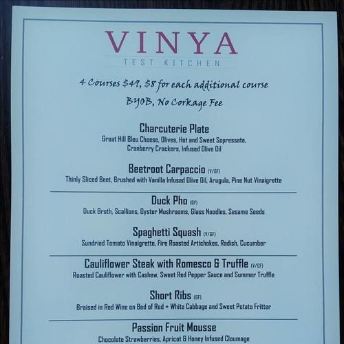 Vinya menu in Providence, Rhode Island, USA