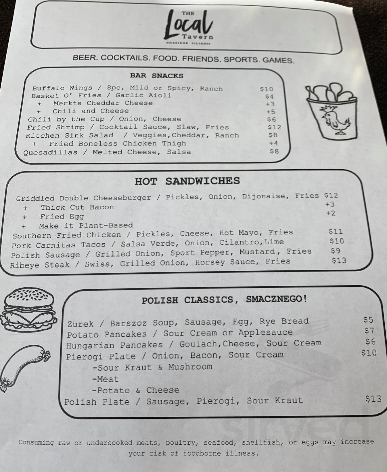 The Local Tavern menu in Norridge, Illinois, USA
