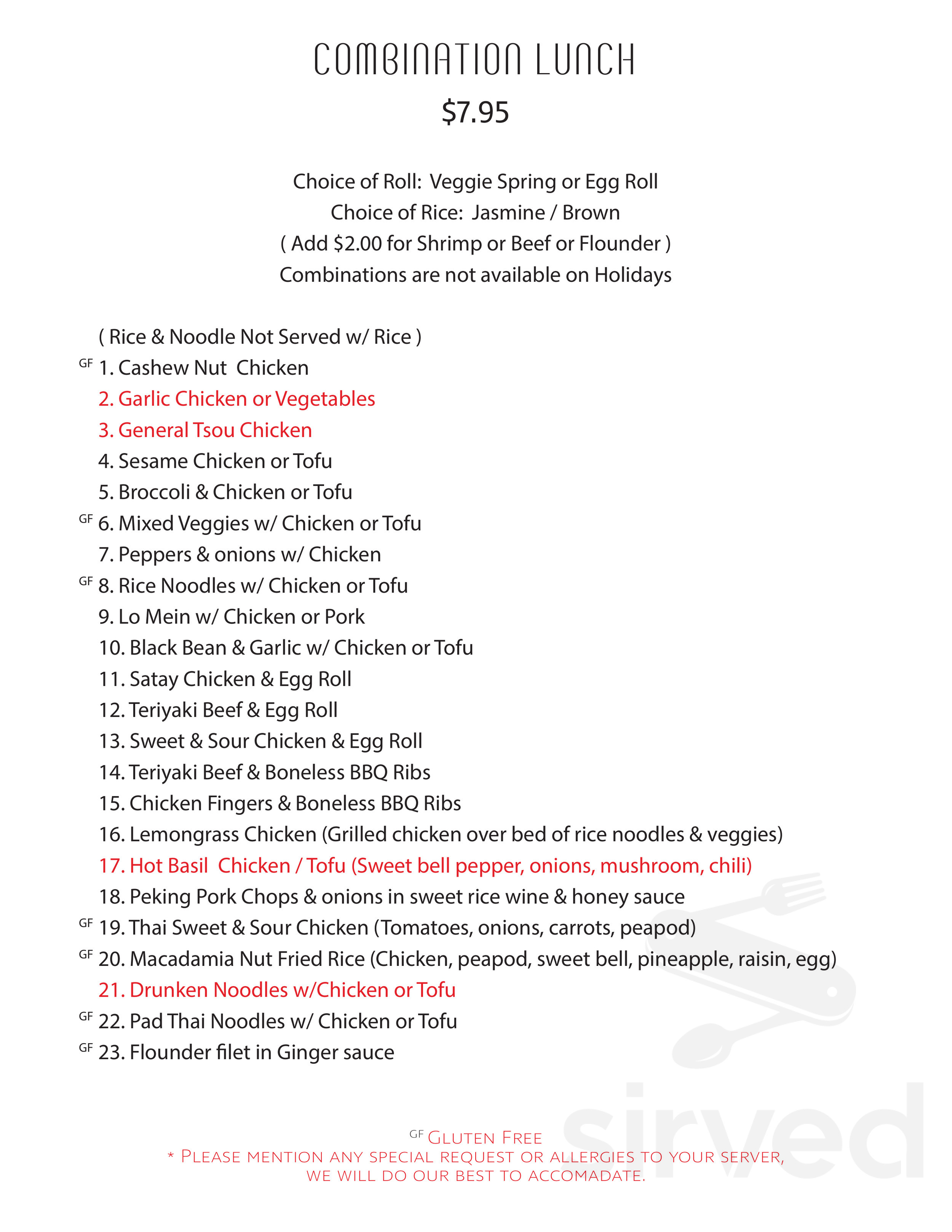 Po's Rice and Spice menu in East Hampton, Connecticut, USA