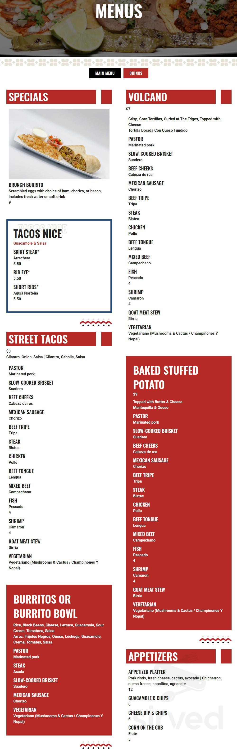 Menu - Columbus OH's Taco Nice | Sirved
