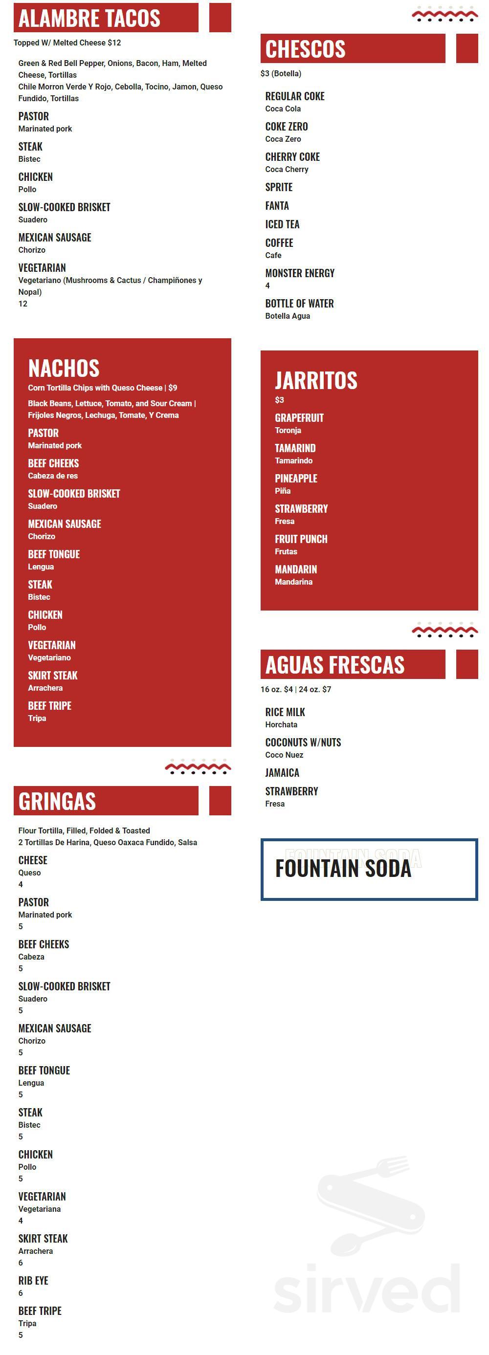 Menu - Columbus OH's Taco Nice | Sirved