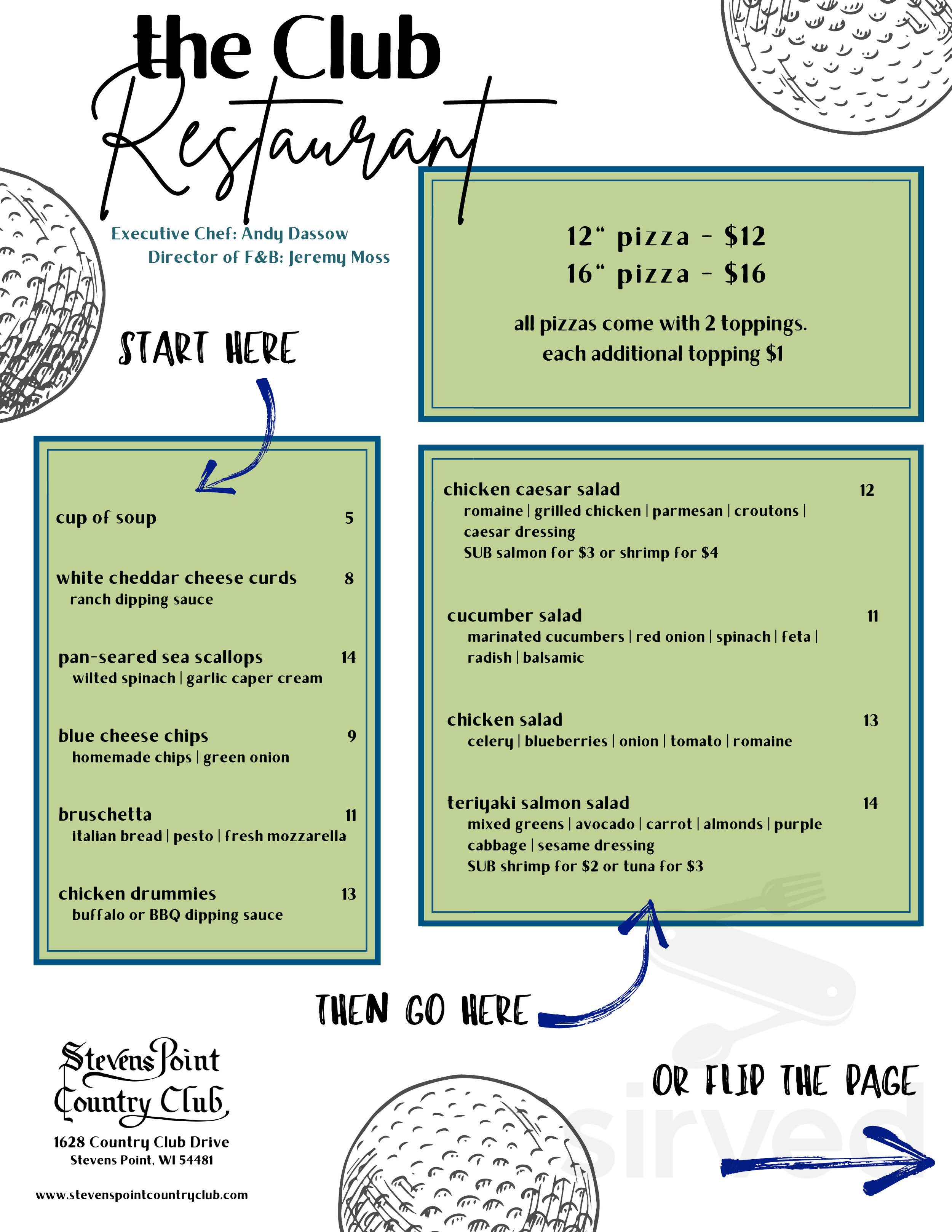 Menu for Stevens Point Country Club in Stevens Point, WI | Sirved