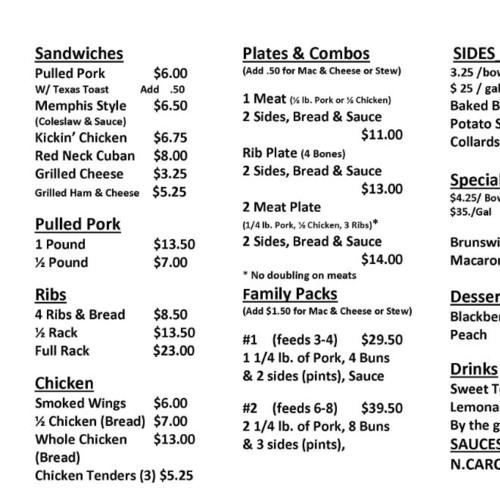 Tipsy Pig BBQ menu in Lawrenceville, Georgia, USA