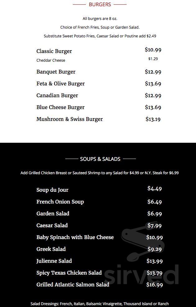 El Spero menu in Oakville, Ontario, Canada