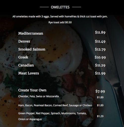 El Spero menu in Oakville, Ontario, Canada