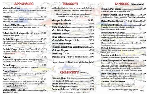 Casey Key Fish House menu in Osprey, Florida, USA