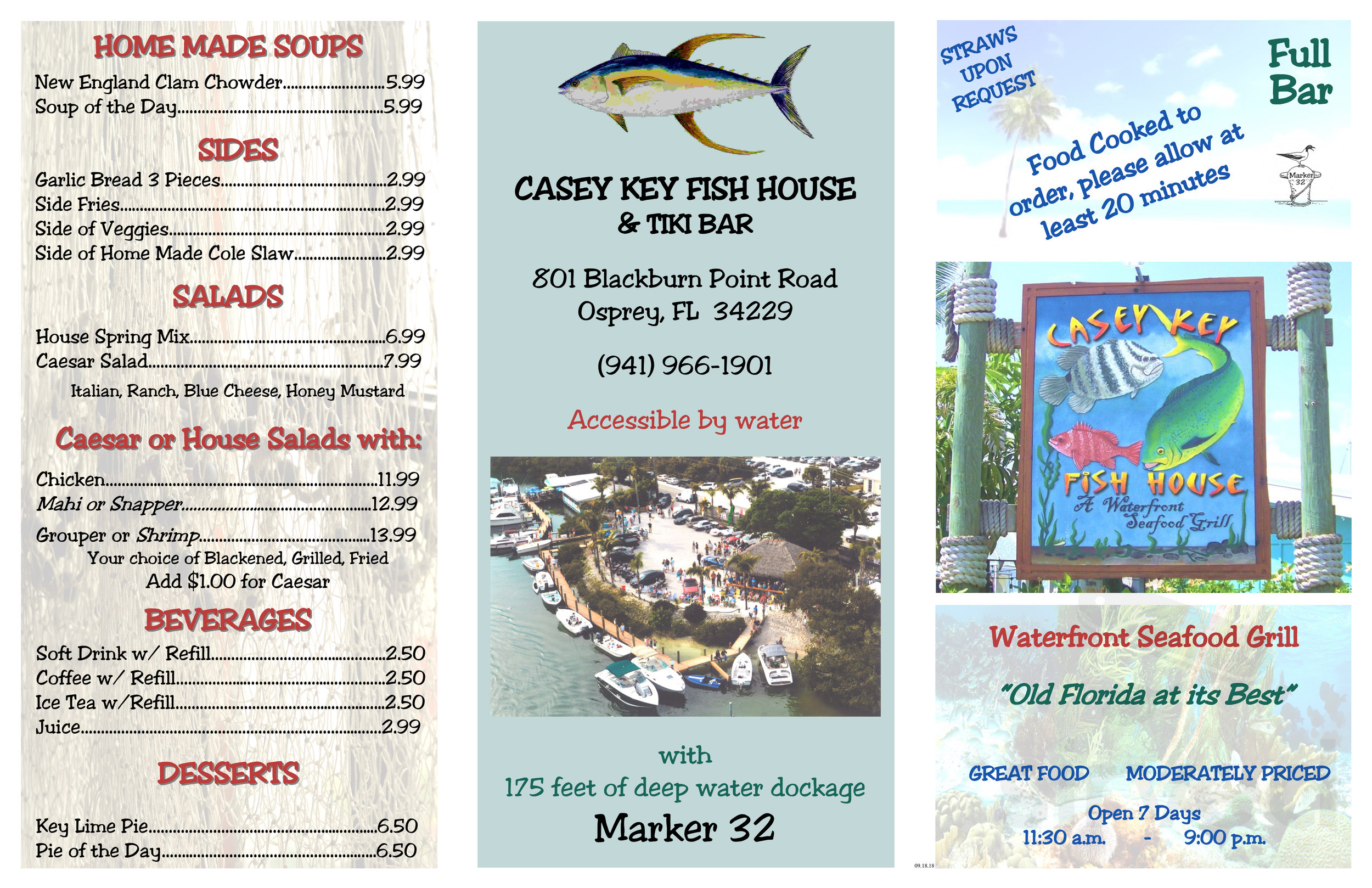 Menu for Casey Key Fish House in Osprey, FL | Sirved