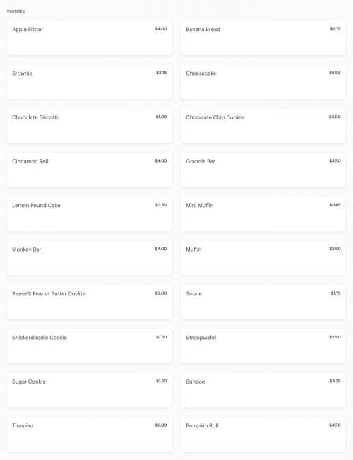 Leaf and Bean menu in Newnan, Georgia, USA