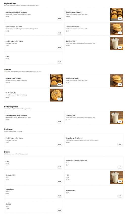 Rookie's menu in Roanoke, Virginia, USA