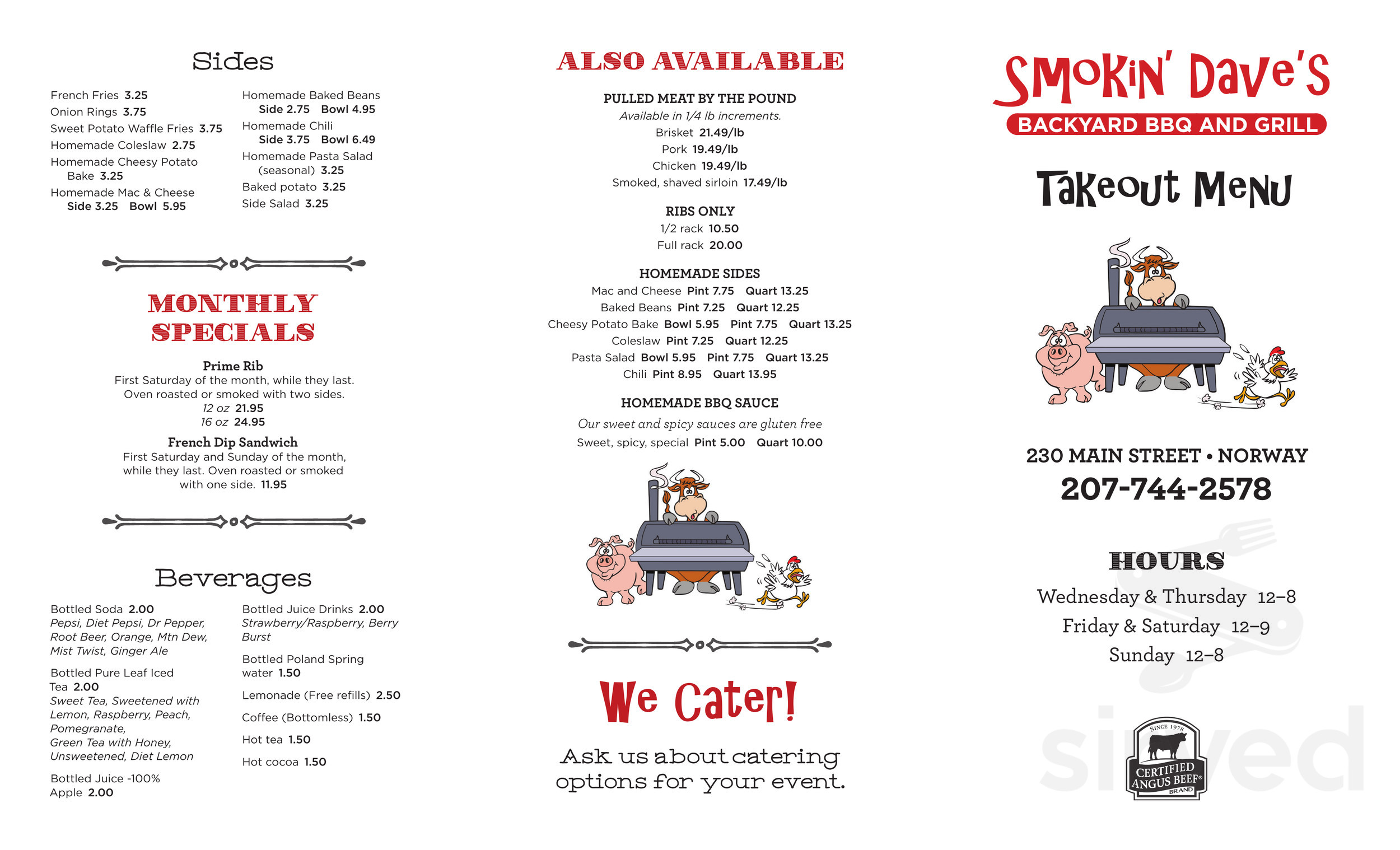 Smokin' Dave's Backyard BBQ & Grill menu in Norway, Maine, USA