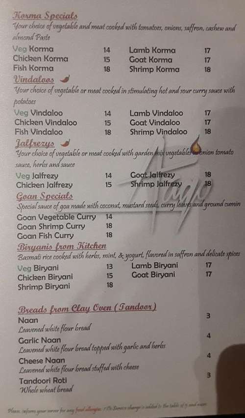 Aago Indian/ Nepalese Restaurant & Bar menu in Newport News, Virginia, USA