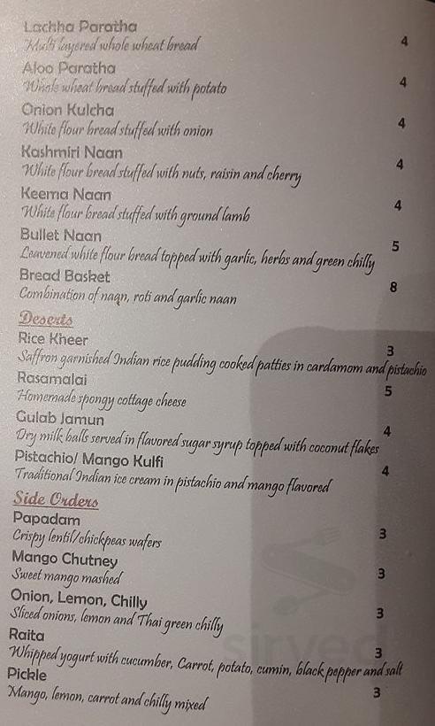 Aago Indian/ Nepalese Restaurant & Bar menu in Newport News, Virginia, USA