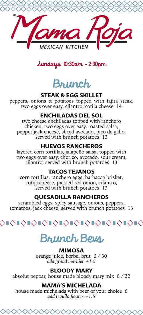 Mama Roja Méxican Kitchen menu in Oklahoma City, Oklahoma, USA