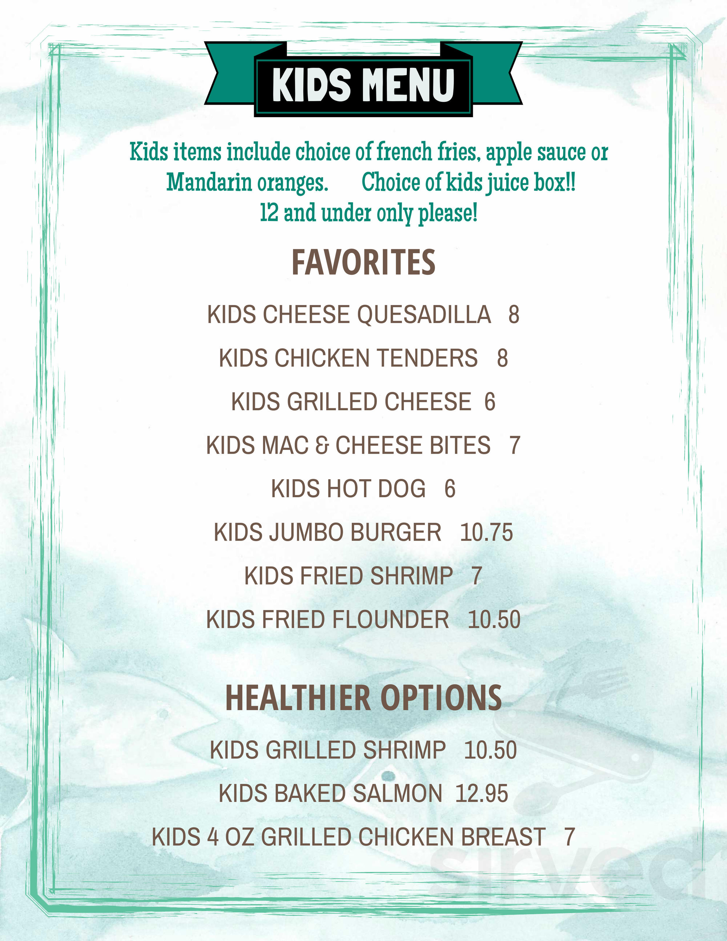 Island grill menu in Atlantic City, New Jersey, USA