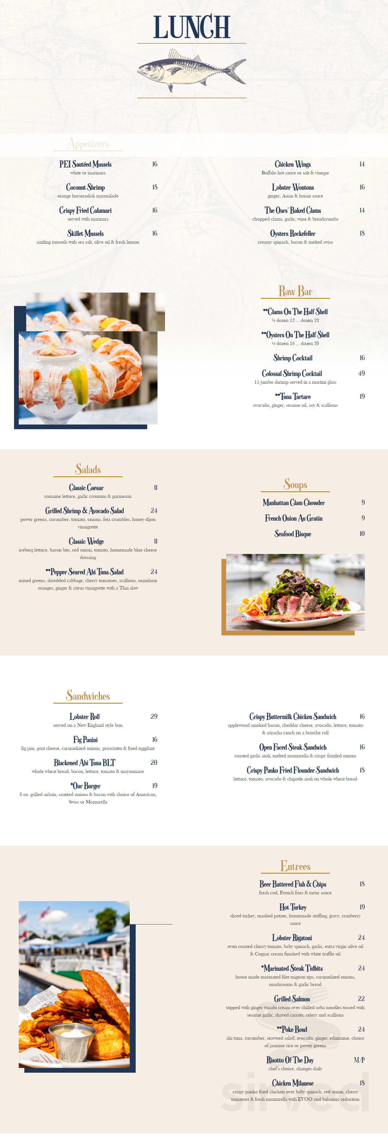 Menu - Patchogue NY's The Oar Steak & Seafood Grille | Sirved