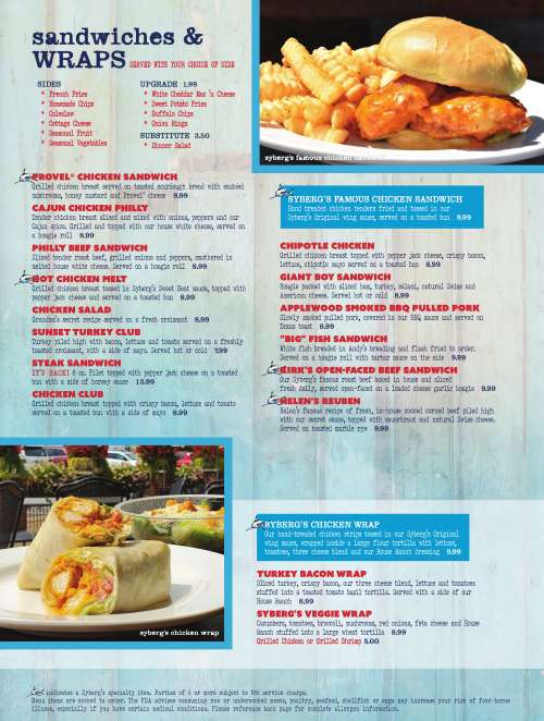 Syberg's Arnold menu in Arnold, Missouri, USA